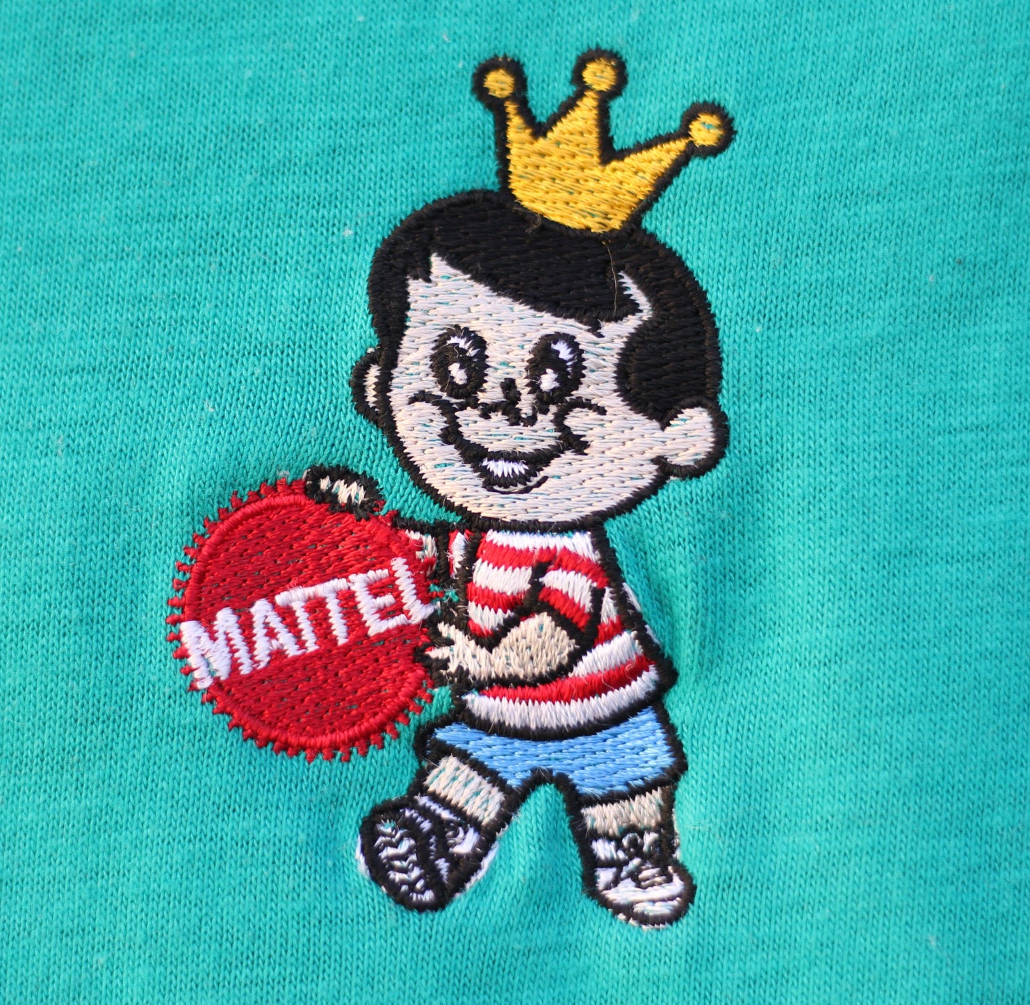 Extremadamente raro 1970's Matty The Mattel Toys Mascot Mens Teal Polo ...