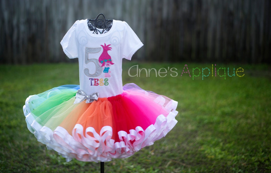 Troll Princess Inspired Personalized Birthday Rainbow Tutu Set - Etsy