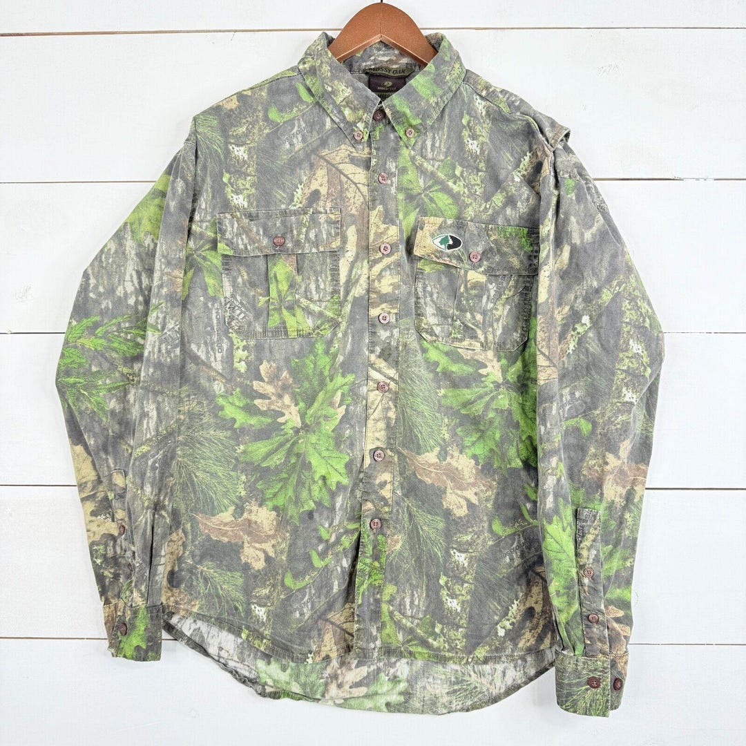 Vintage Mossy Oak Obsession Camo Button up Shirt Mens Medium Vented ...