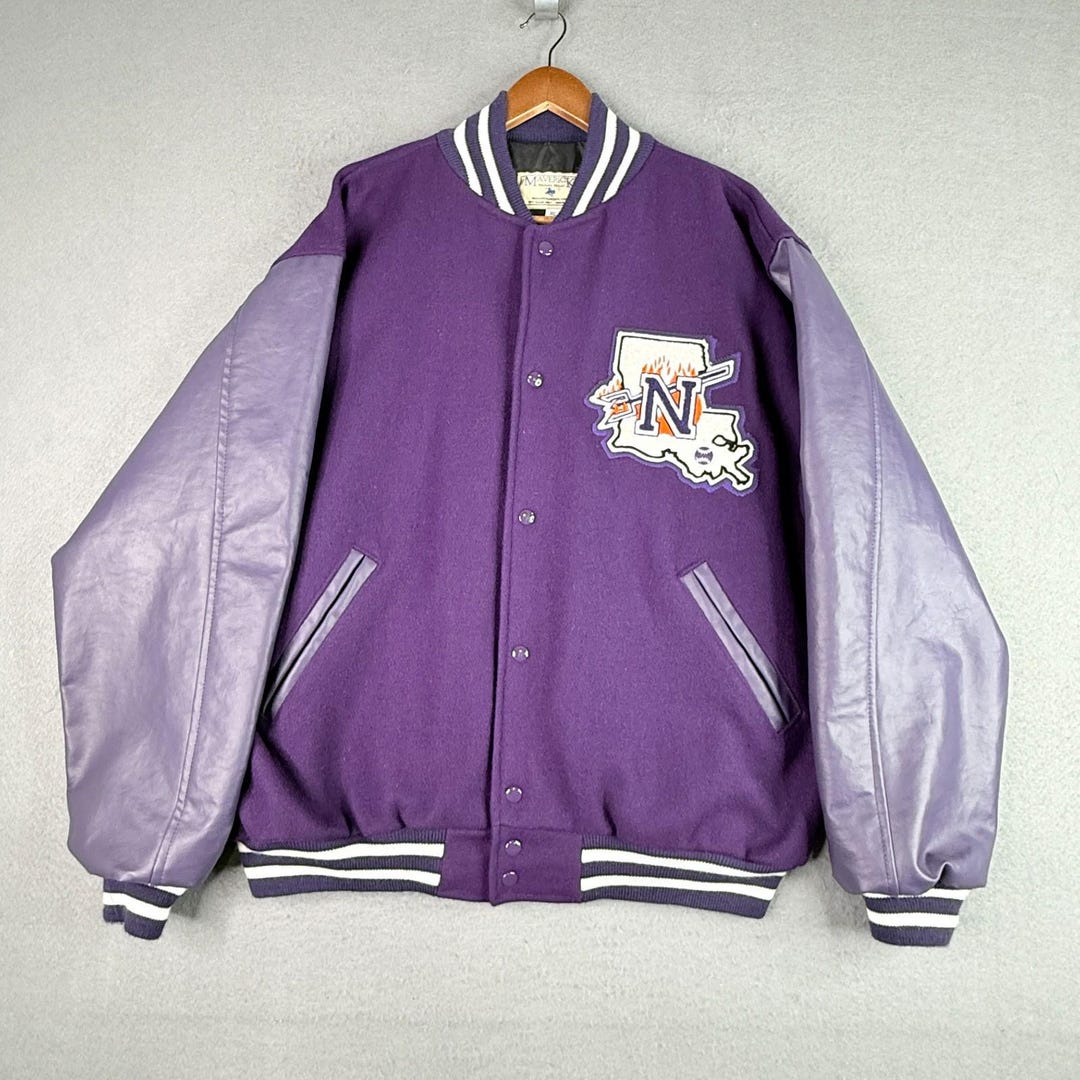 Vintage Northwestern Demons Baseball Jacket Mens XL Mavericks Varsity ...