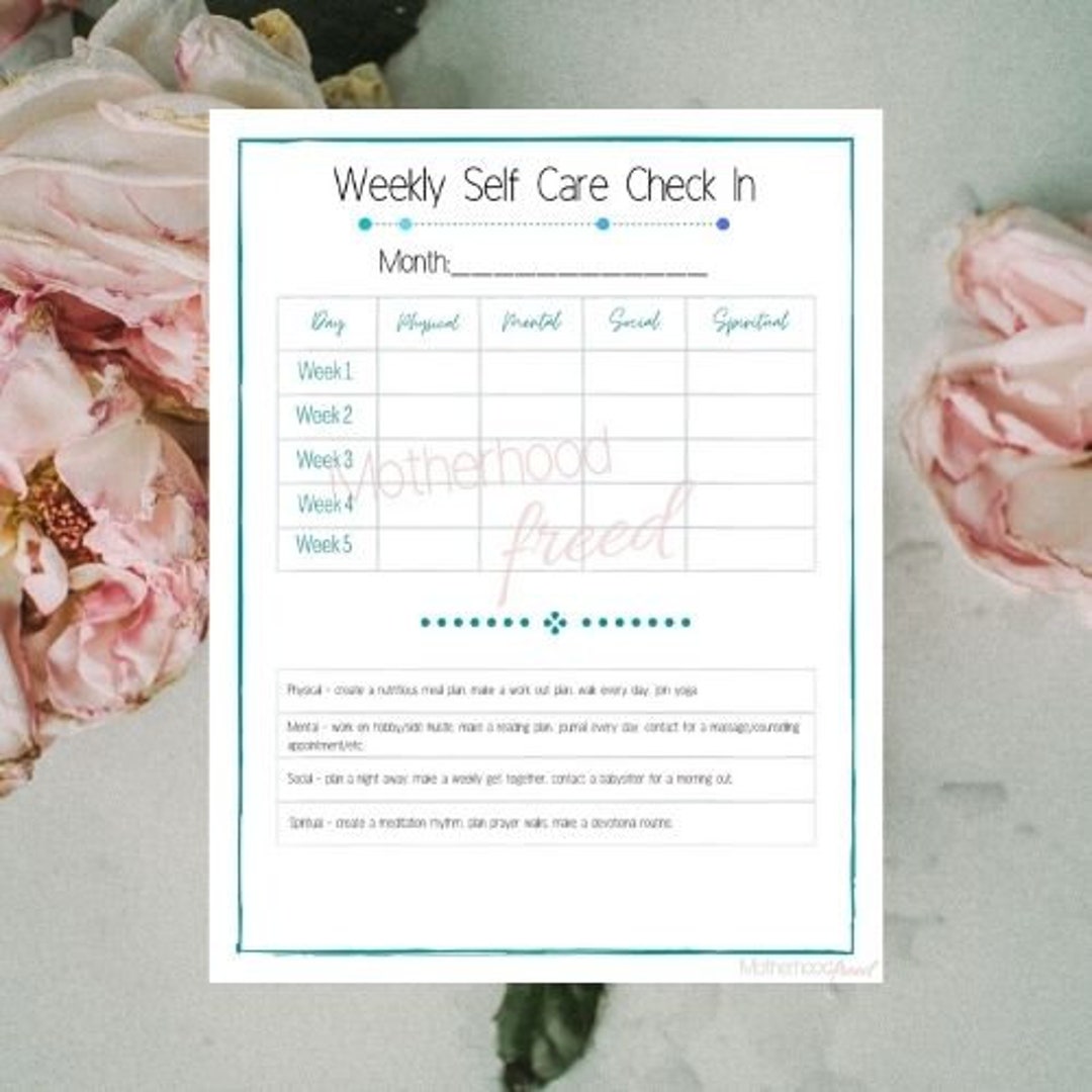 Weekly Self Care Check In, Mama Self Care Tracker, Self Care Printable ...