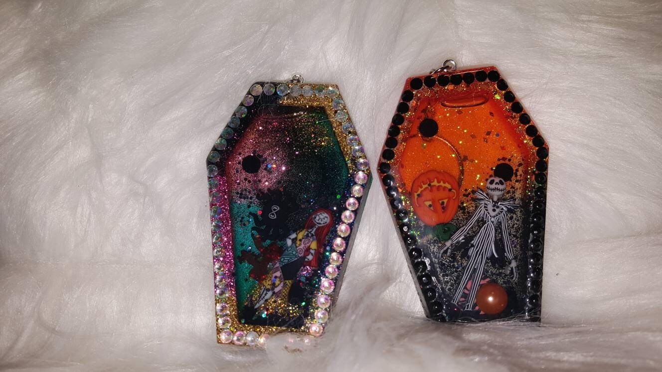 Jack and Sally Coffin Keychains | Etsy