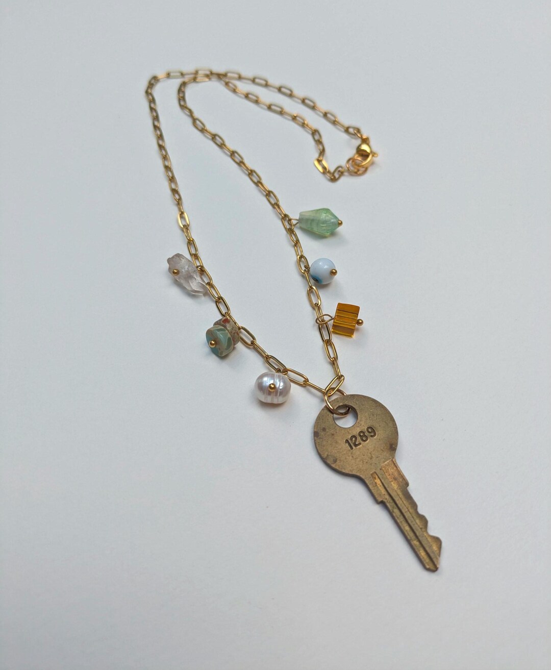Paper Chain Vintage Postal Key Charm Necklace - Etsy