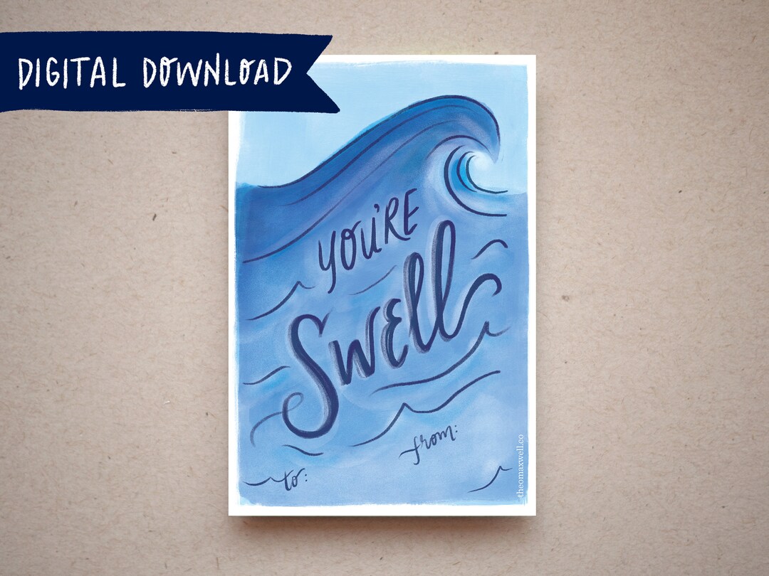 DIGITAL DOWNLOAD You're Swell Mini Hand-lettered Cards - Etsy