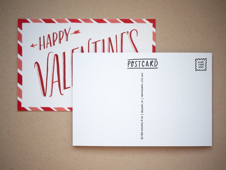 Set of Valentine's Day Postcards Hand Lettered Love - Etsy