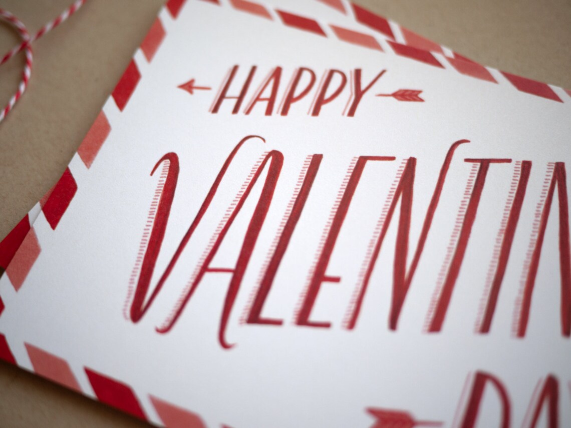 Set of Valentine's Day Postcards Hand Lettered Love - Etsy