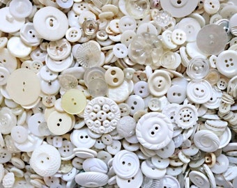 Vintage White Buttons , Antique White Buttons , Button Collection ...