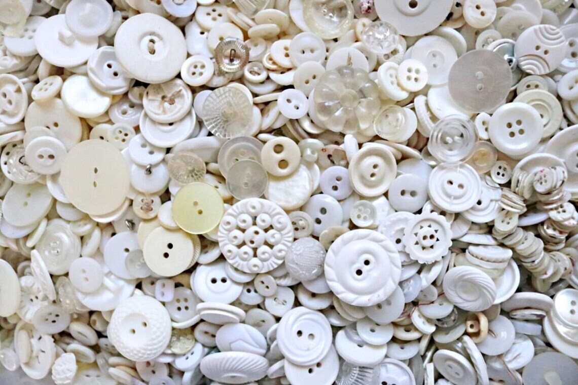 Vintage White Buttons , Antique White Buttons , Fancy Buttons Lot ...