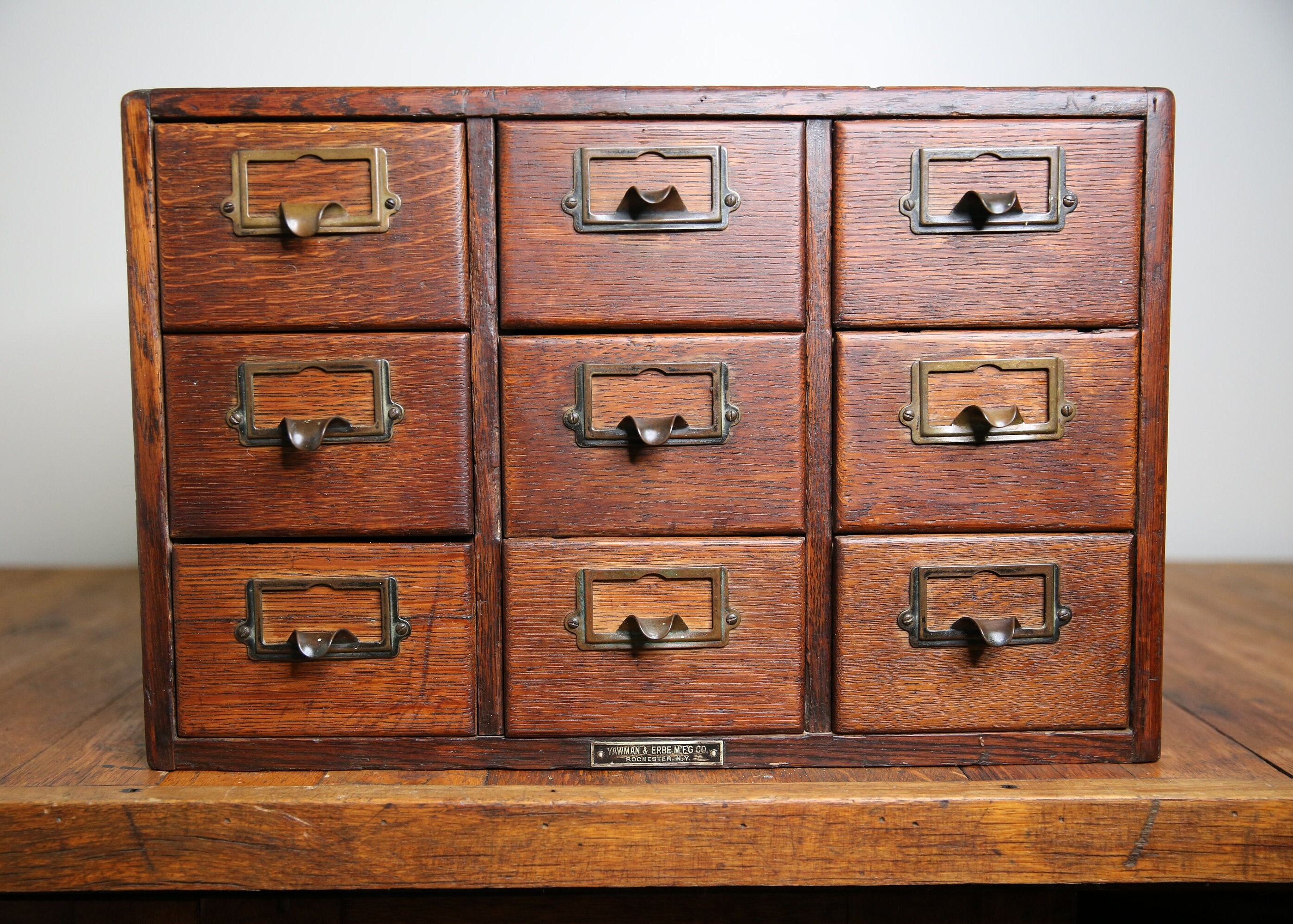 Antique Library Card Catalog Yawman & Erbe Tiger Oak Wood 9 - Etsy