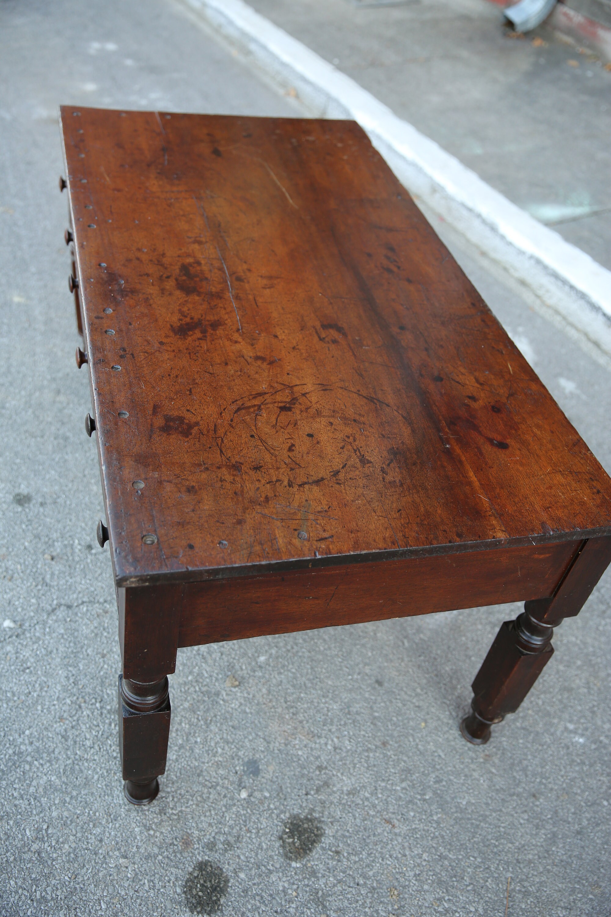Antique Kitchen Table Island Butcher Apothecary Drawer Wood Legs Dining ...