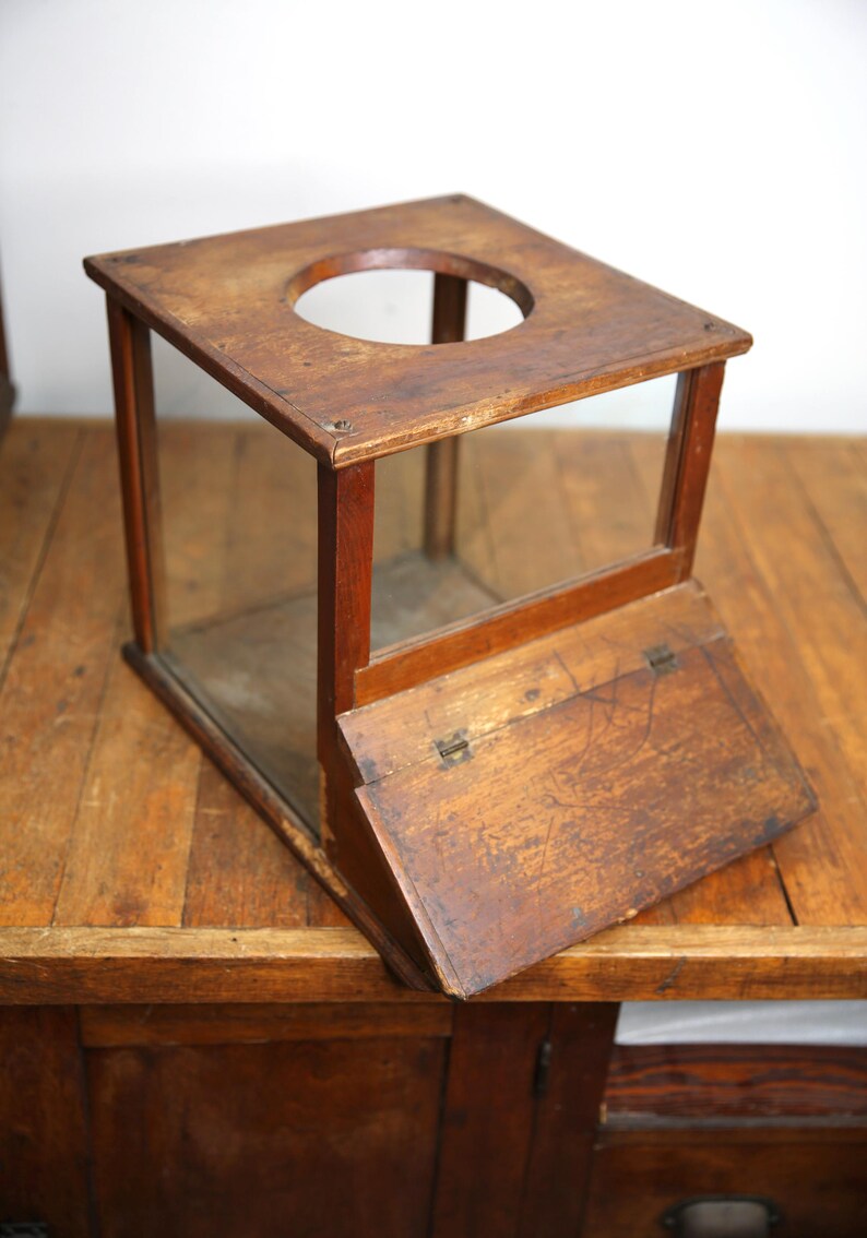 Antique Store Counter Candy Peanut Dispenser Glass Display Case Wood ...