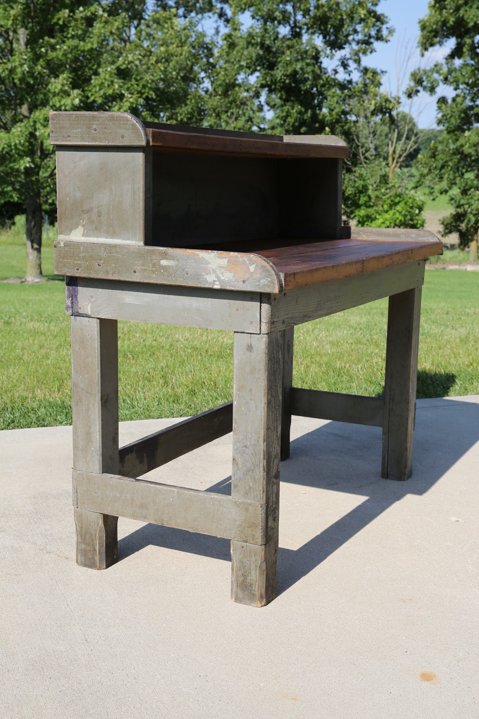 Antique Workbench Counter Industrial Kitchen Island Farmhouse Country ...