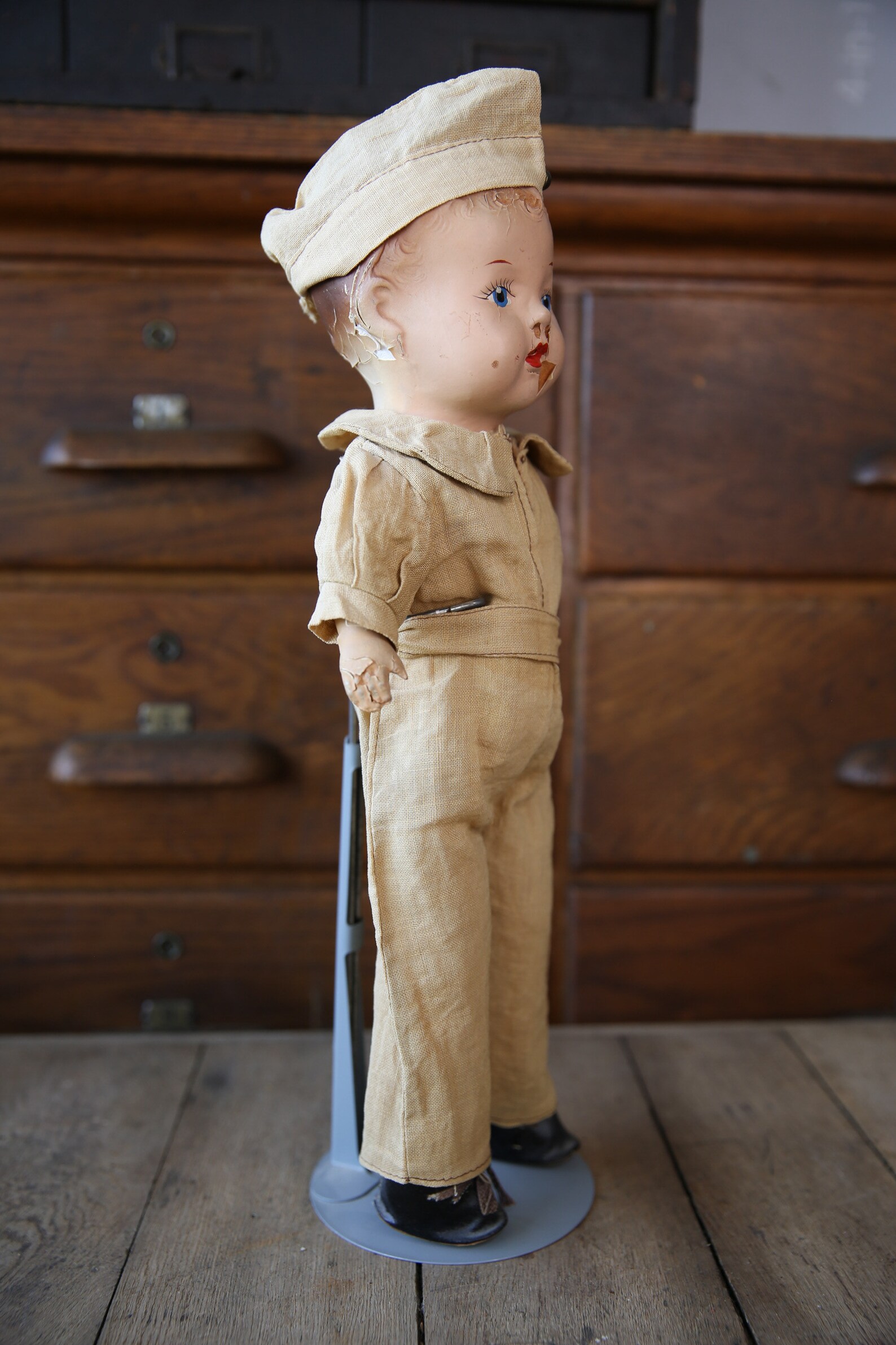 Antique Vintage Composition WW2 Boy Doll Vintage Military Jacket Jump ...