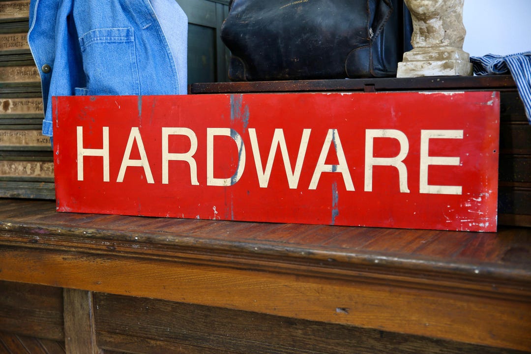 Vintage Hardware Store Sign Industrial Metal Aluminum Antique Tools ...