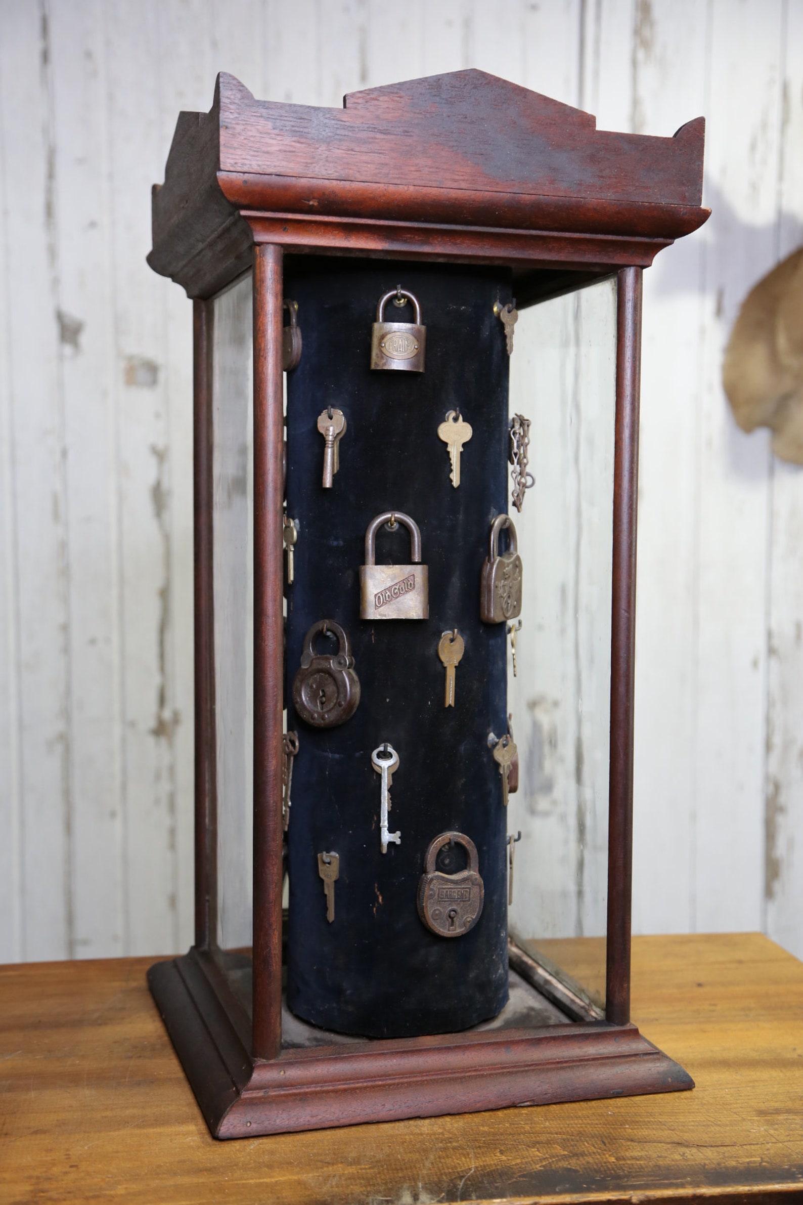 Antique Lock and Key Rotating Hardware Store Cabinet Safe Wood - Etsy
