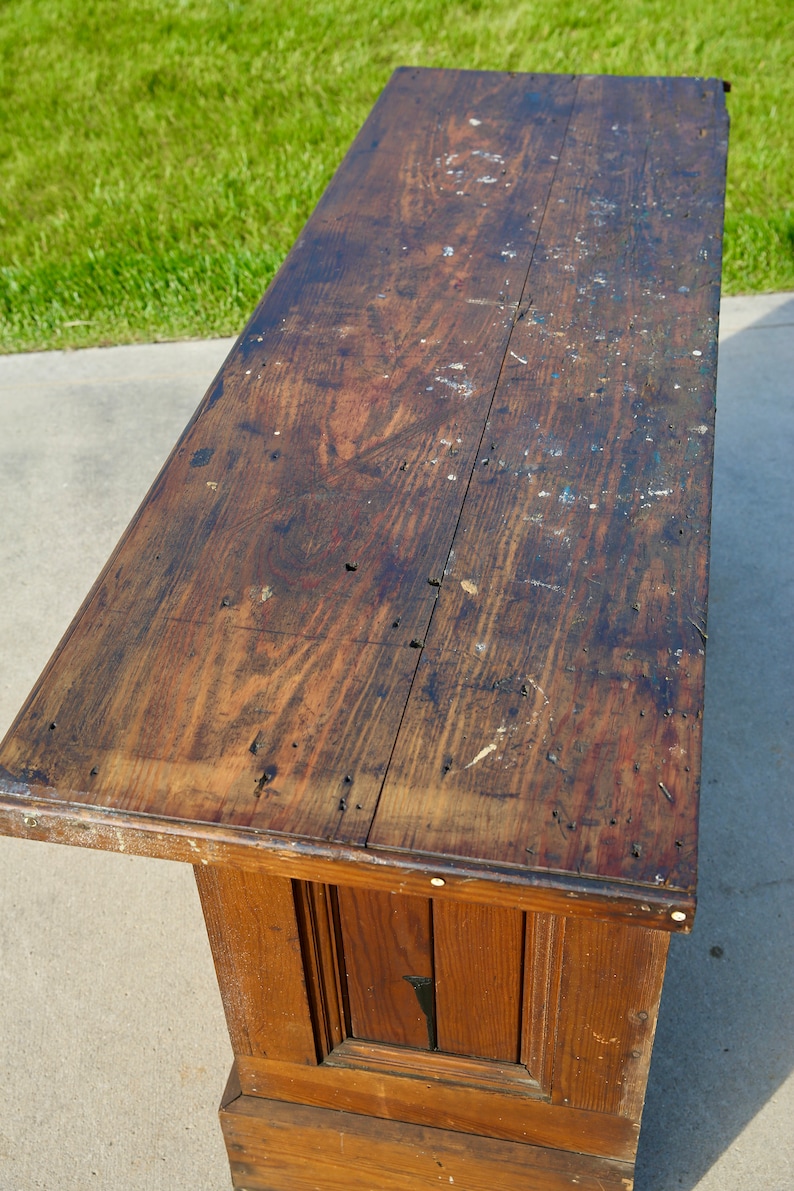 Antique Store Counter Kitchen Island Wood Bar General Store Vintage ...