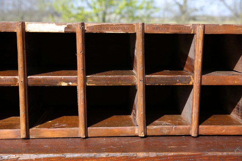 Vintage Wood Cubby Apothecary Cabinet Mailbox Parts Bin Storage ...