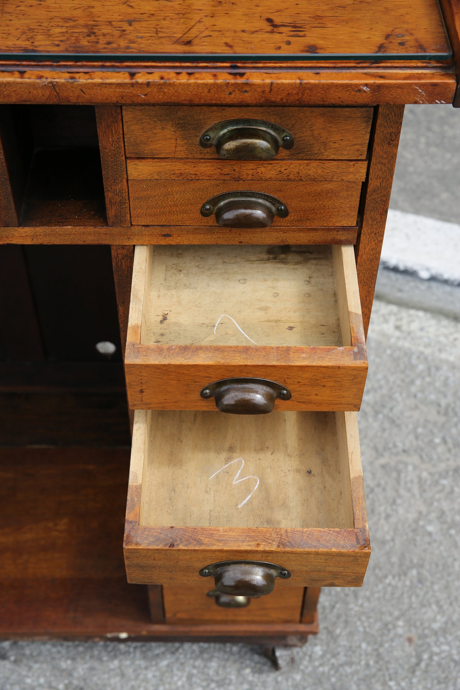 Antique Watchmakers Bench Industrial Oak Desk Apothecary Wood Drawer ...