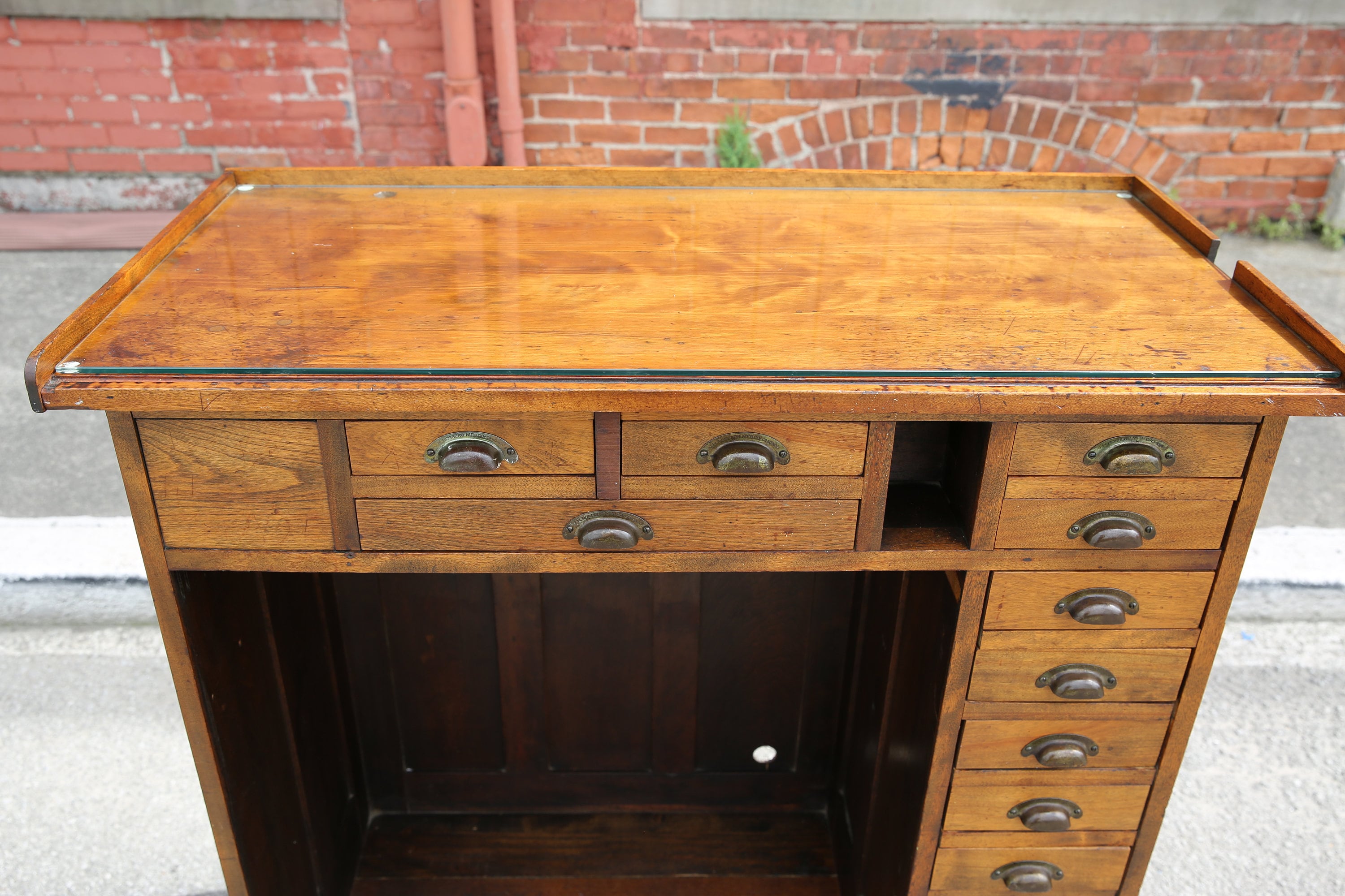 Antique Watchmakers Bench Industrial Oak Desk Apothecary Wood Drawer ...