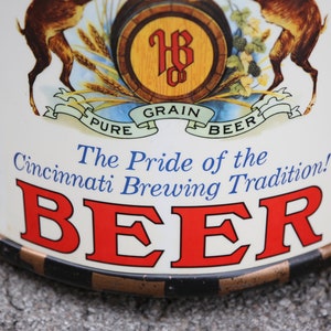 Vintage HUDEPOHL Beer Advertising Sign Cincinnati Brewery Stag Deer ...