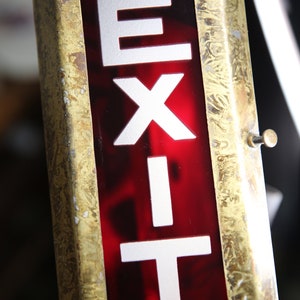 Vintage EXIT Sign Art Deco Light Lamp Brass With Red Frosted Glass ...