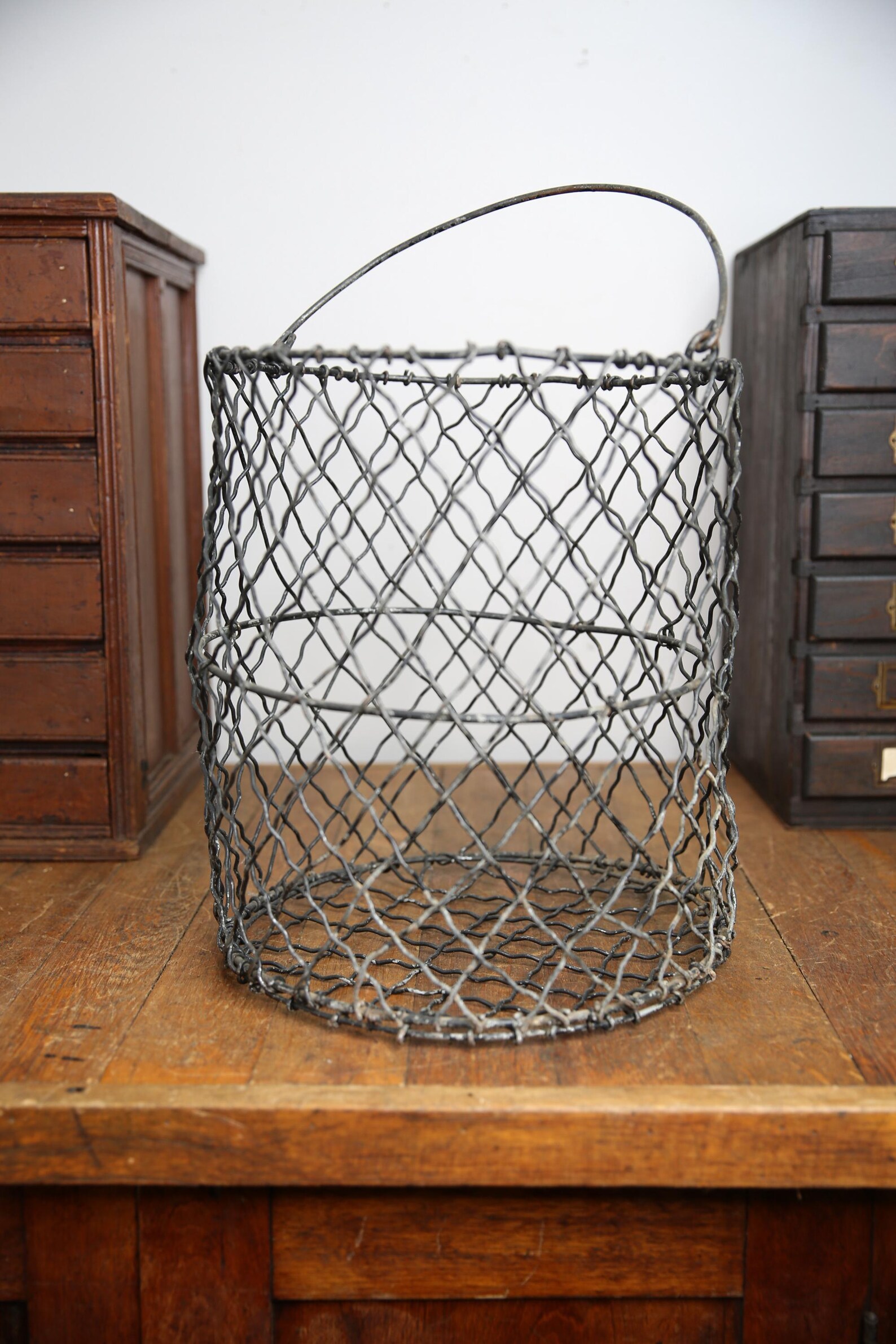 Vintage Industrial Wire Basket Gym Pool Locker Laundry Room Waste ...