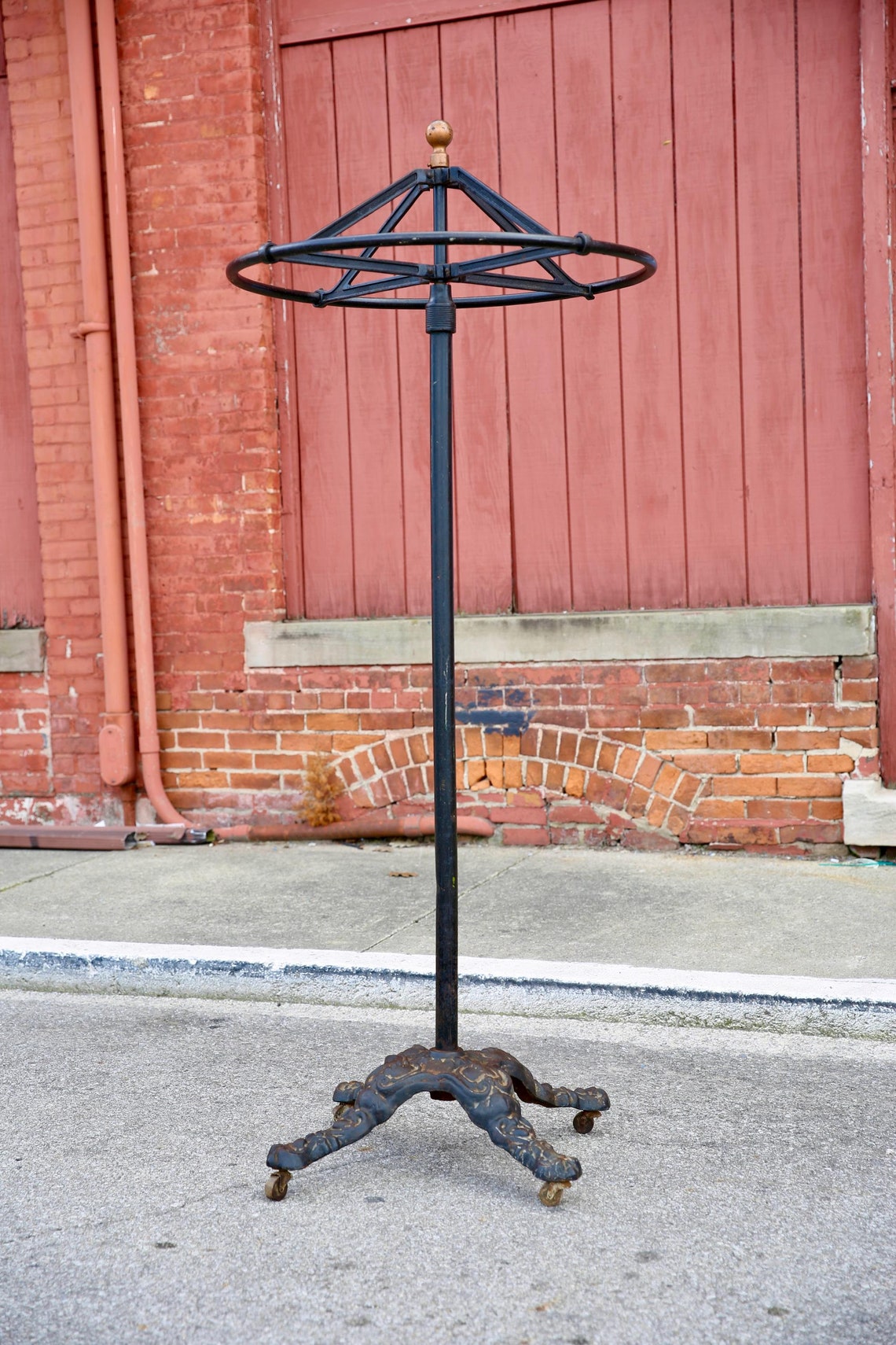 Antique Cast Iron Base Coat Hat Rack Industrial Clothing Rack Hall Tree ...