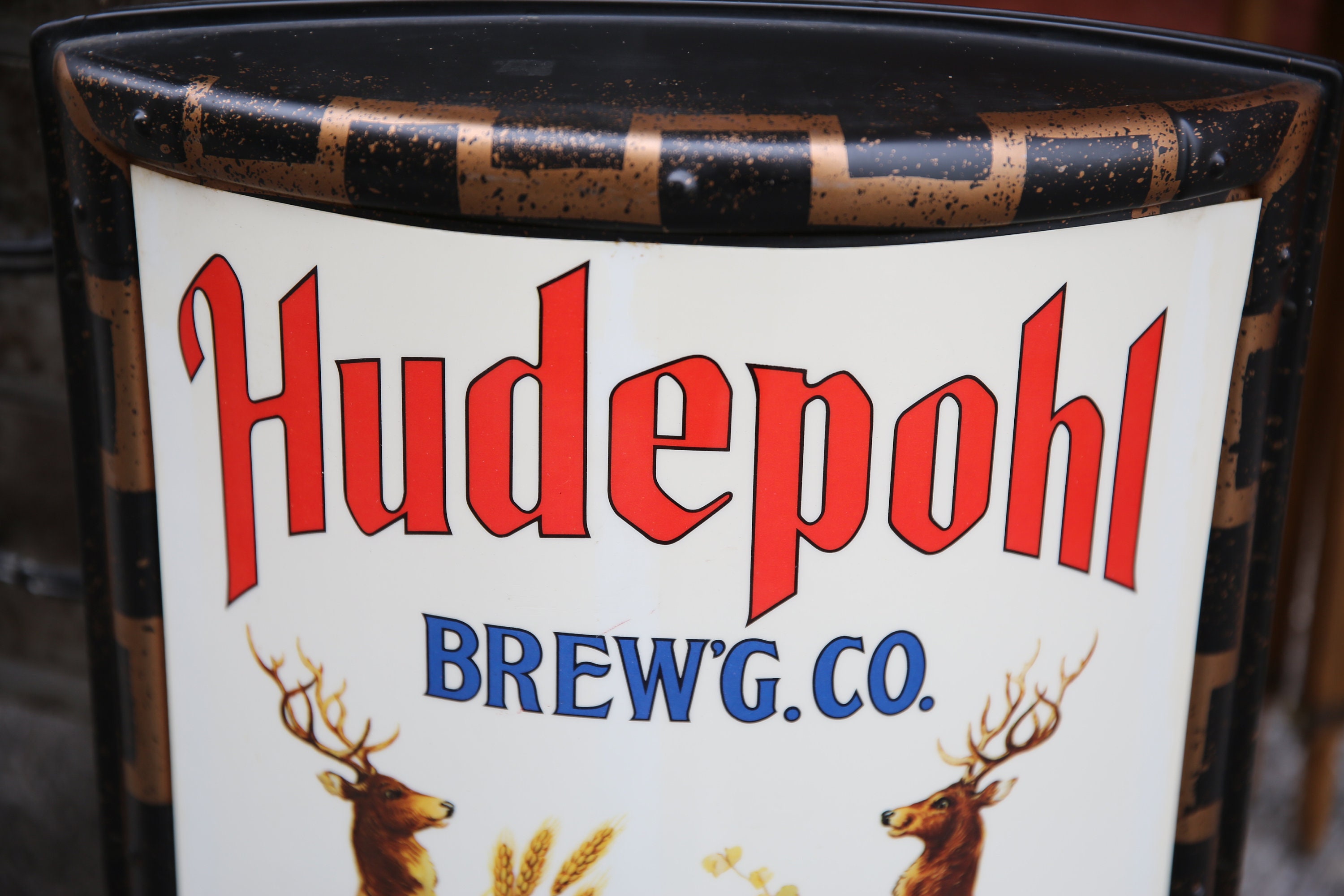 Vintage HUDEPOHL Beer Advertising Sign Cincinnati Brewery Stag Deer ...