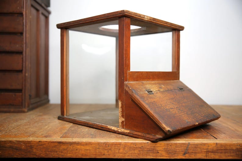 Antique Store Counter Candy Peanut Dispenser Glass Display Case Wood ...