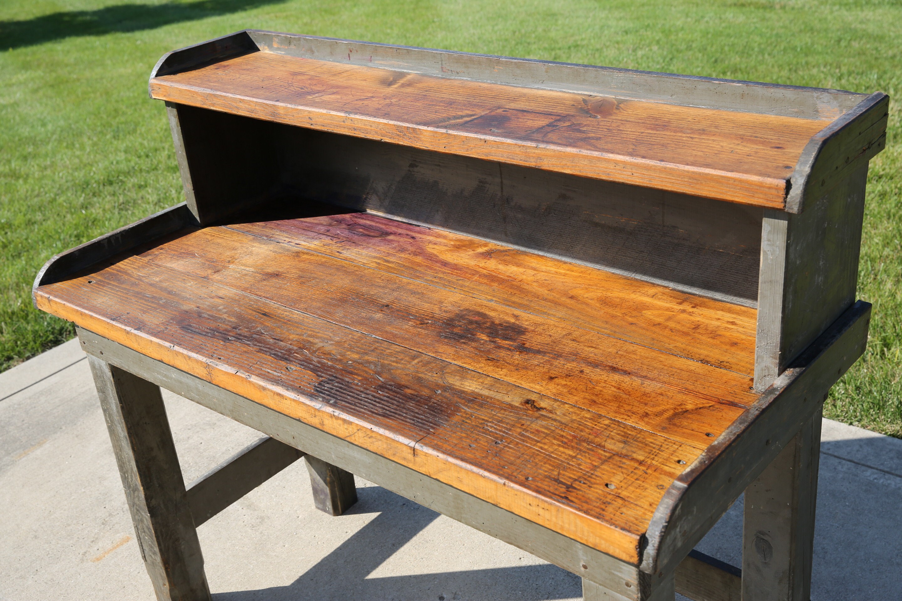 Antique Workbench Counter Industrial Kitchen Island Farmhouse Country ...