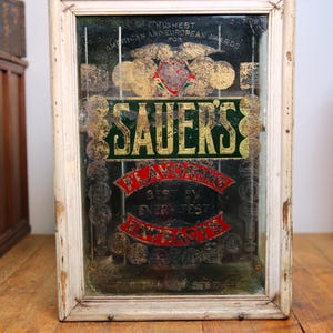 Antique Sauer's Extract Glass Display Cabinet Countertop Store Wood ...