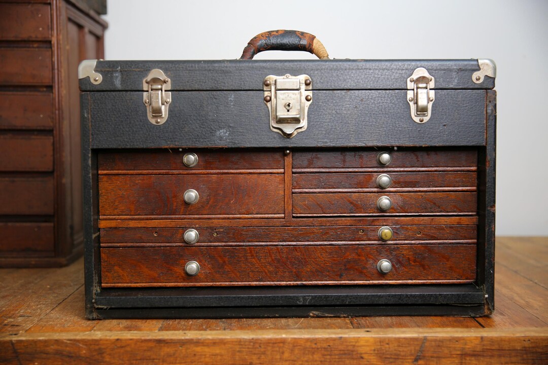 Vintage H. Gerstner & Son 8 Drawers Oak Wood Machinist Chest Tool Box ...