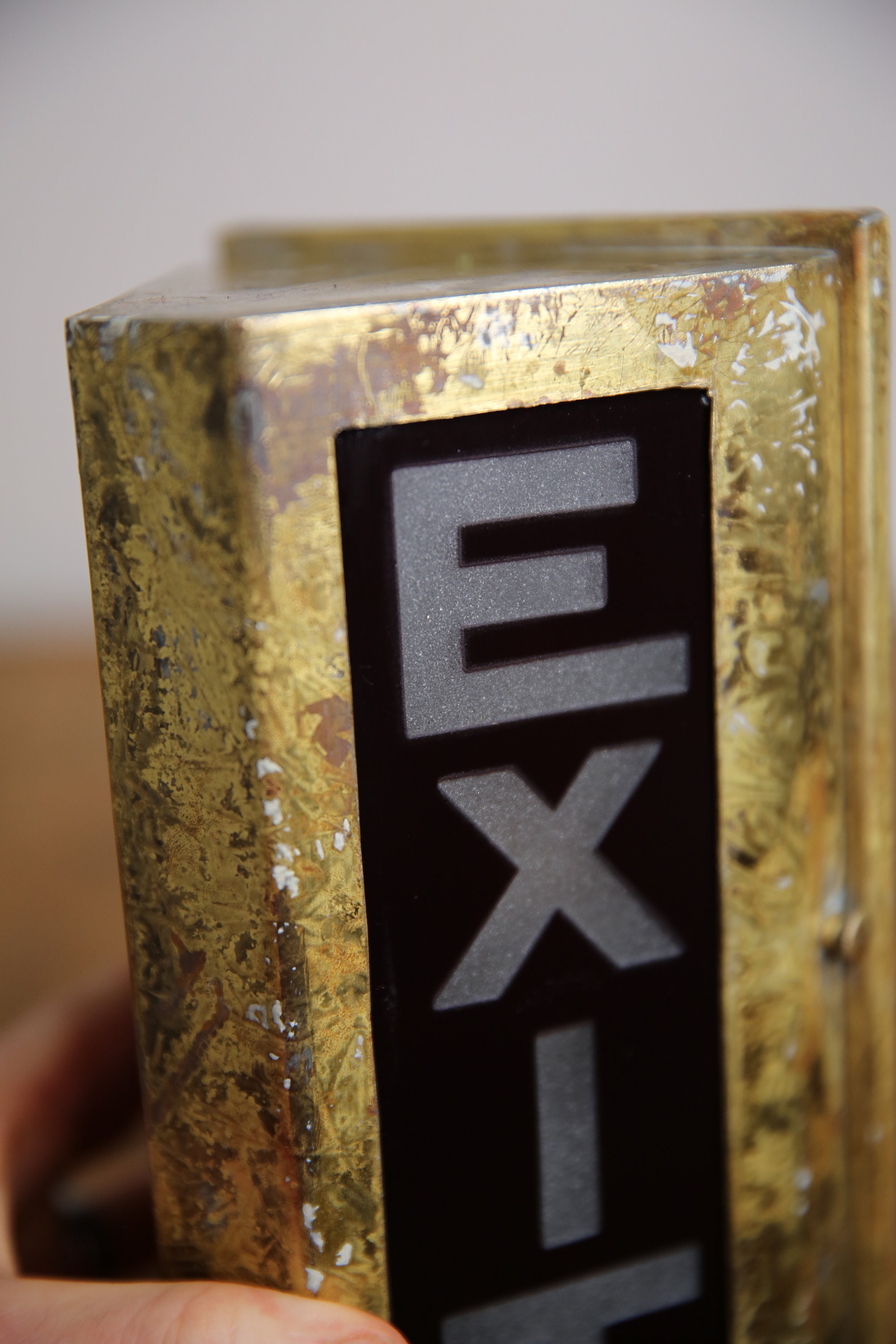 Vintage EXIT Sign Art Deco Light Lamp Brass With Red Frosted Glass ...