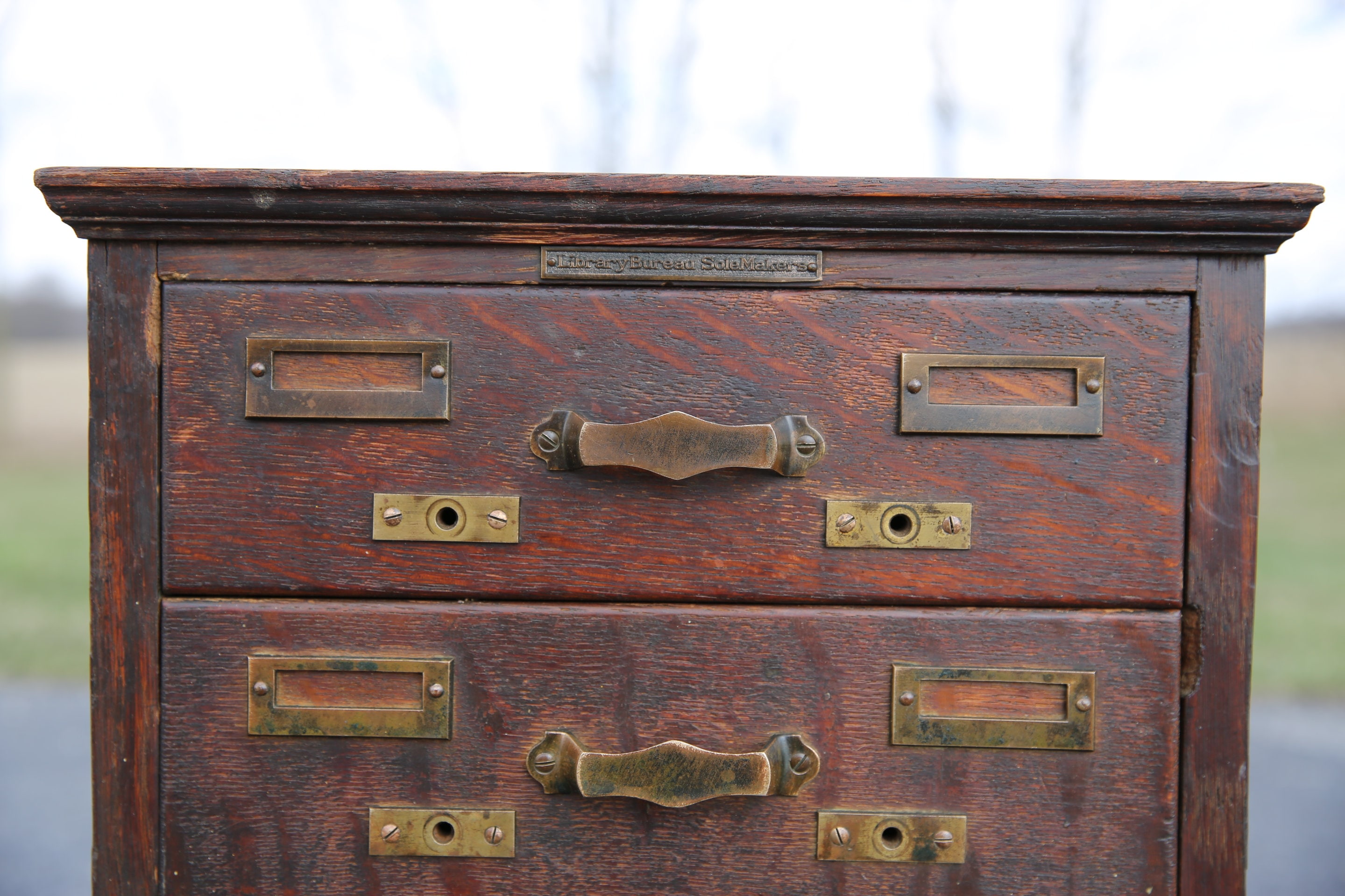 Antique Card Catalog 4 Drawer Oak Apothecary Cabinet Wood File Box ...
