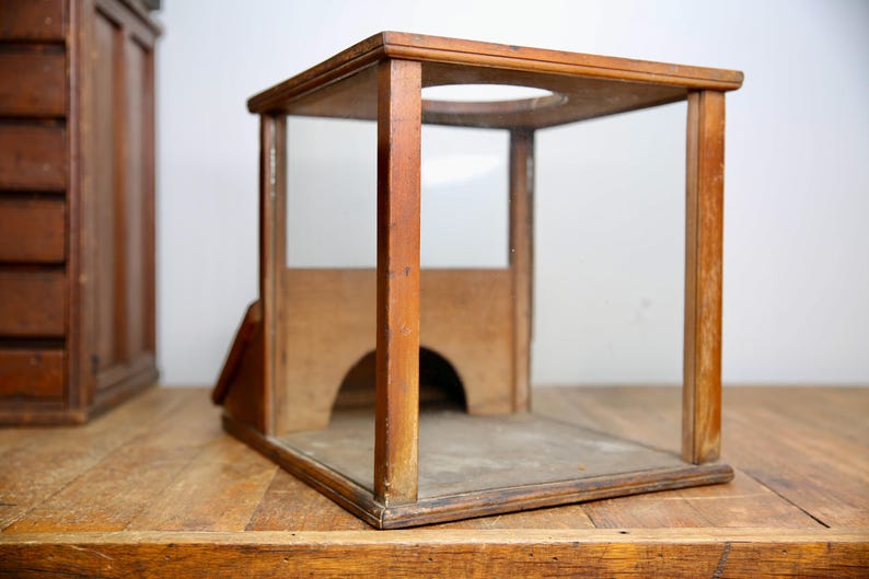 Antique Store Counter Candy Peanut Dispenser Glass Display Case Wood ...