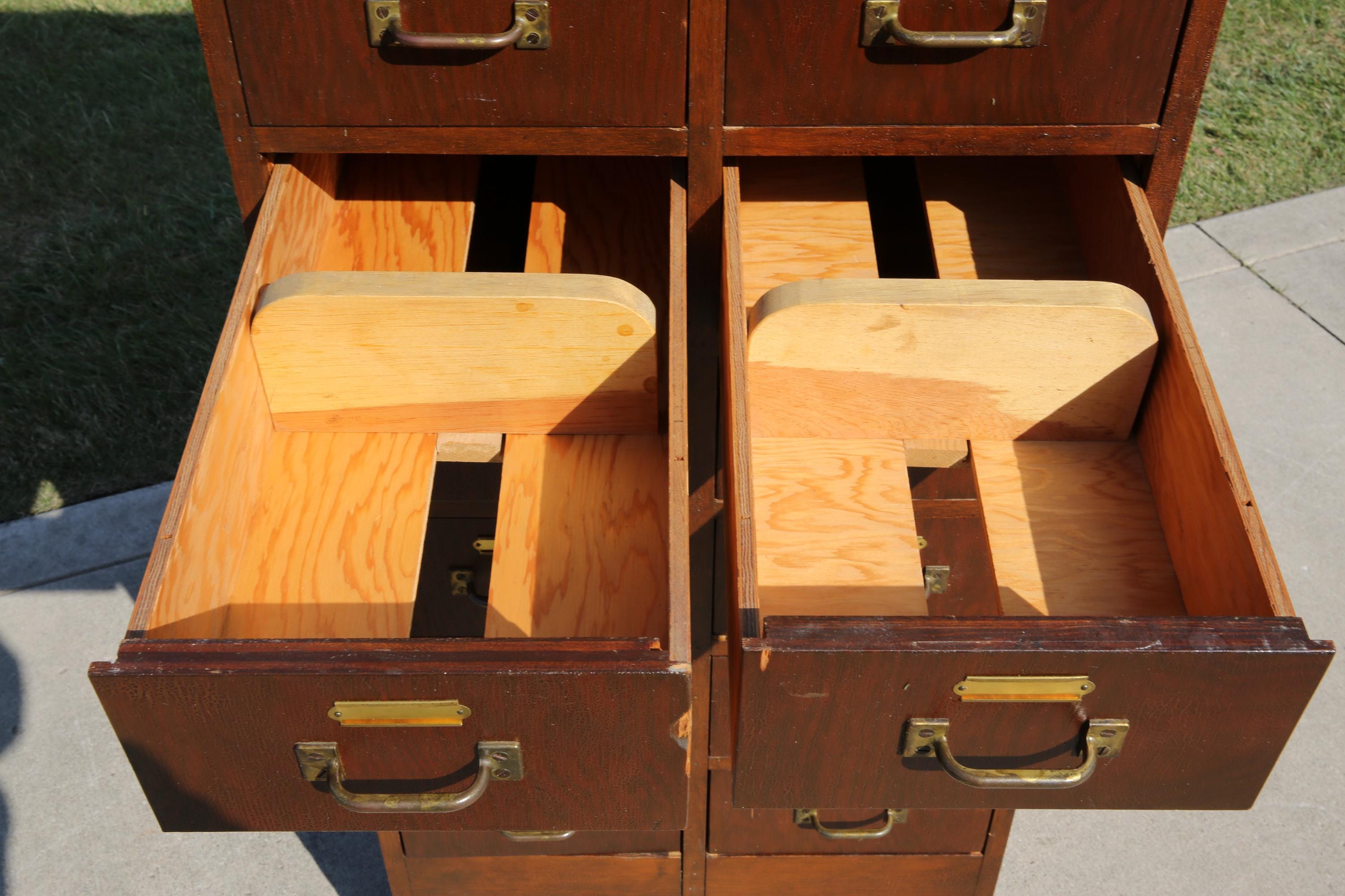 Vintage Wood Library Card Catalog Apothecary Drawer Cabinet Office File ...