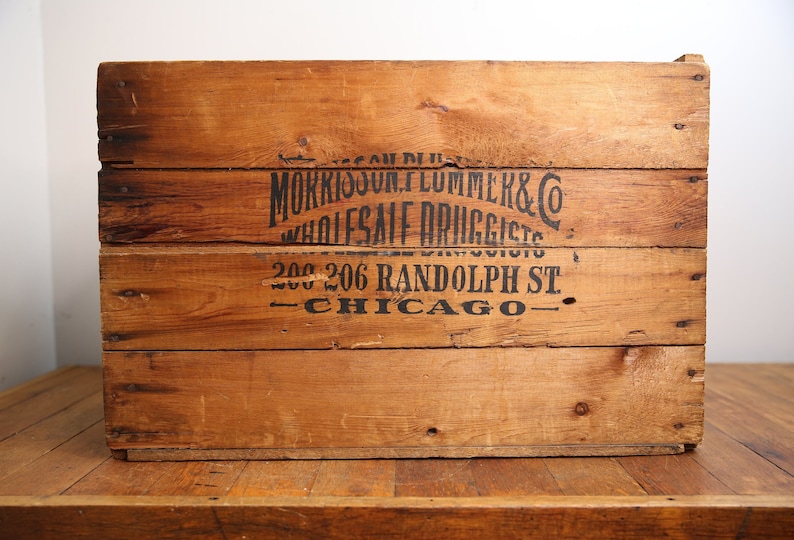 Antique Apothecary Druggist Wood Crate Box Chest Morrison Plummer Co ...