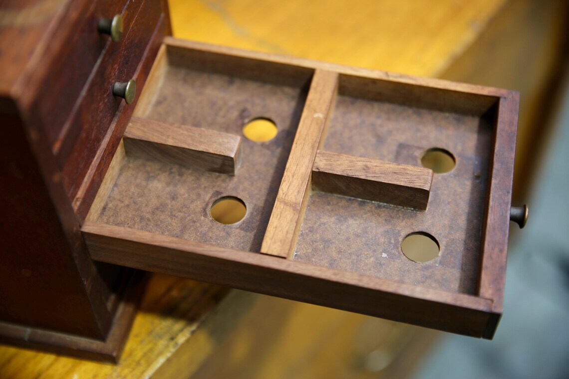 Antique Optometrist Apothecary Cabinet Wood Tool Box Eyeglass Display ...