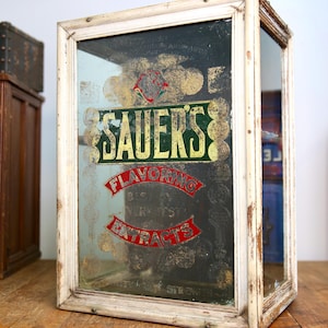 Antique Sauer's Extract Glass Display Cabinet Countertop Store Wood ...