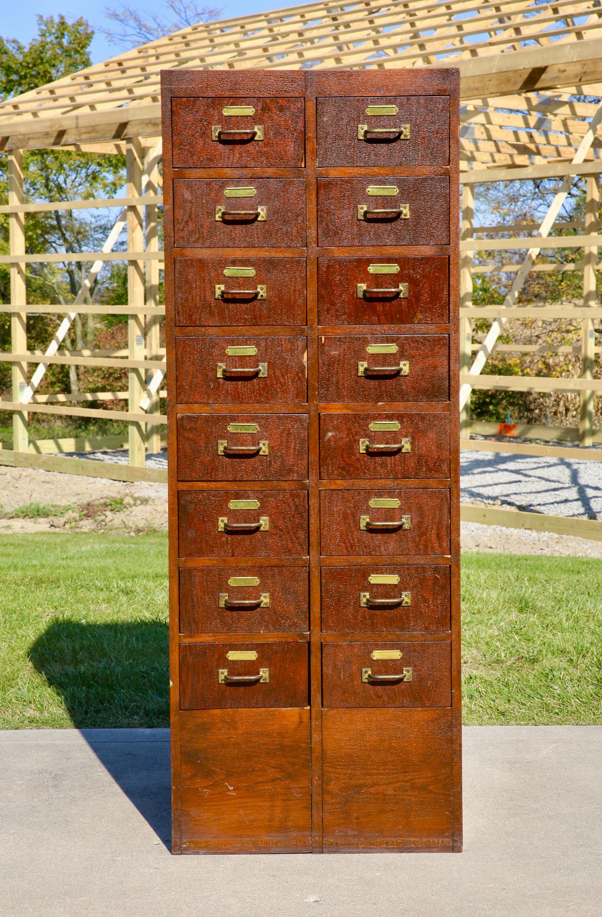 Vintage Wood Library Card Catalog Apothecary Drawer Cabinet Office File ...