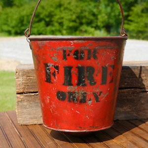 Antique Fire Bucket Metal Pail New York City Railroad Vintage Fireman ...