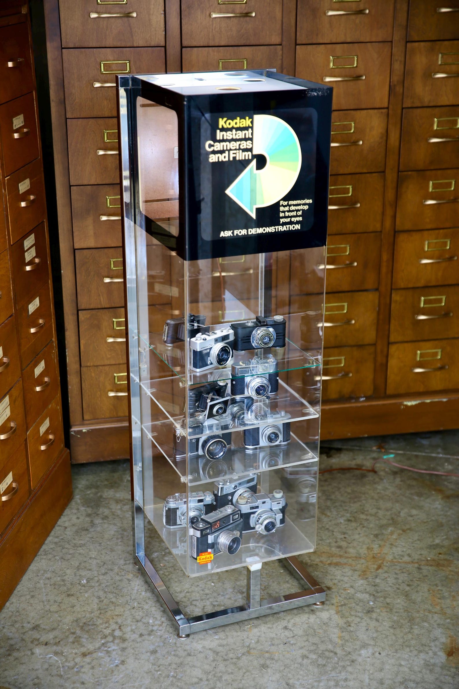 Vintage Kodak Camera Store Display Case Film Cabinet Light up Box RARE ...