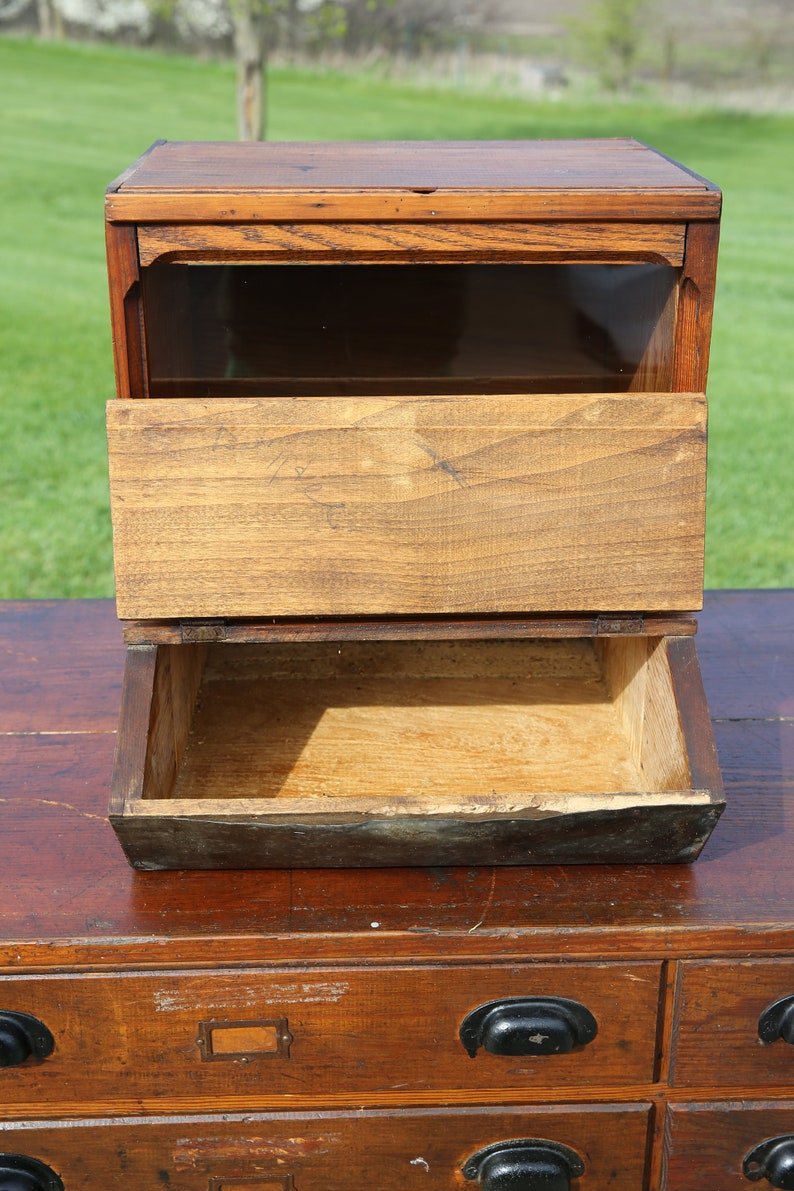 Antique Store Counter Peanut Candy Dispenser Wood Glass Display Case ...