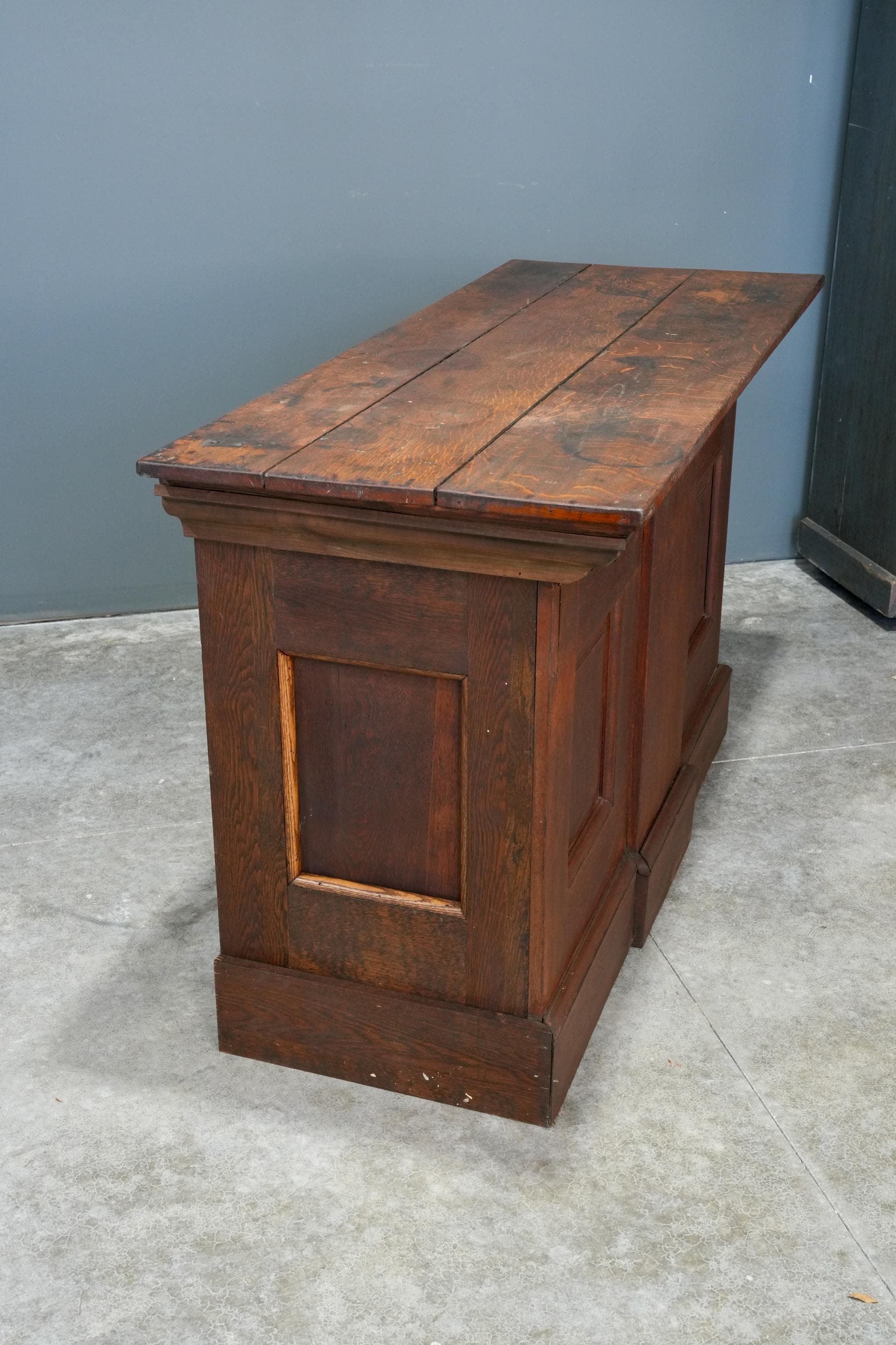 Antique Store Counter Kitchen Island Oak Watchmaker Desk Wood Vintage ...