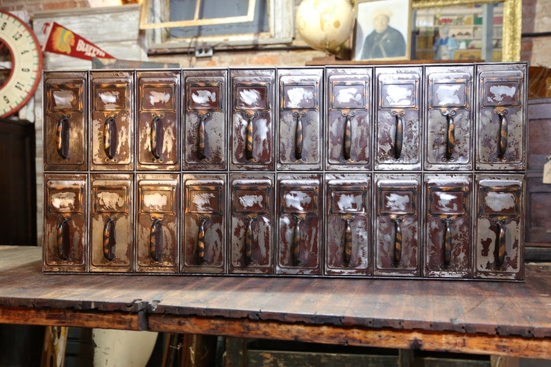 Antique Library Card Catalog Metal File Cabinet Apothecary - Etsy