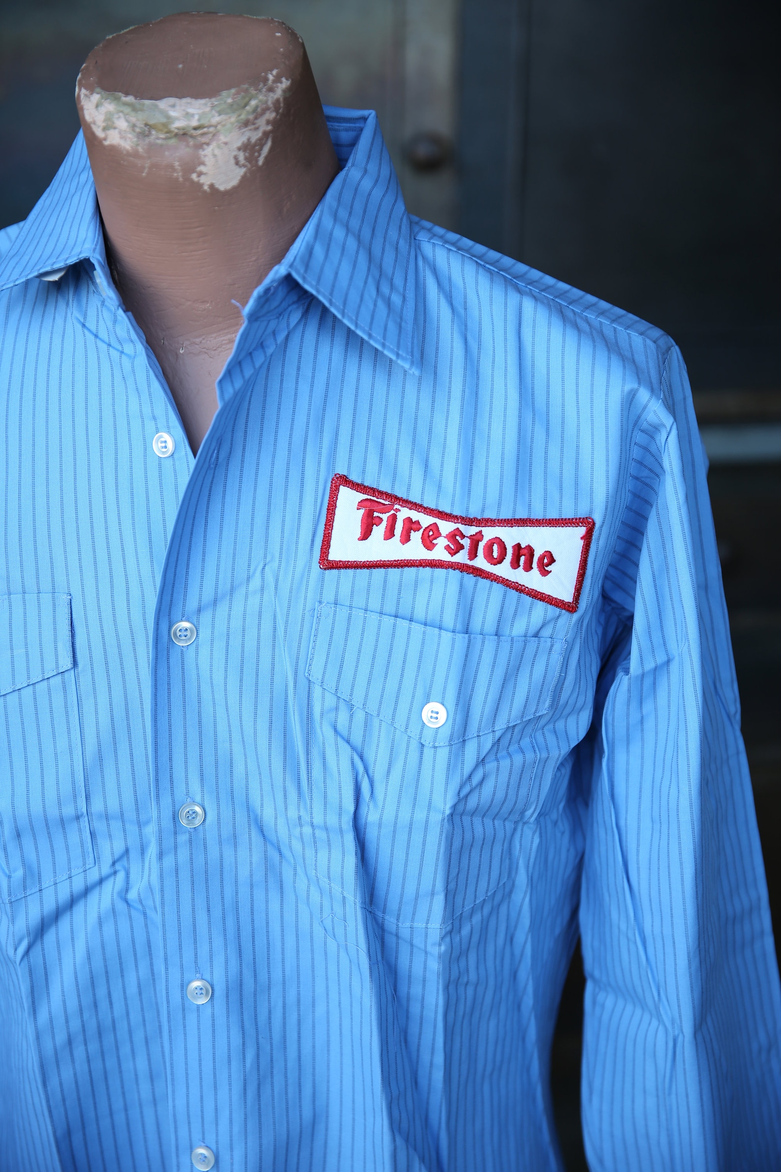 Vintage Firestone Gas Station Uniform Work Shirt Deadstock Mens Size 15 ...