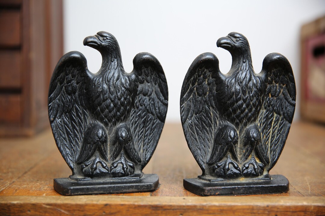 Vintage Cast Iron Eagle Bookends Antique Federal Colonial Black American Eagle - Etsy