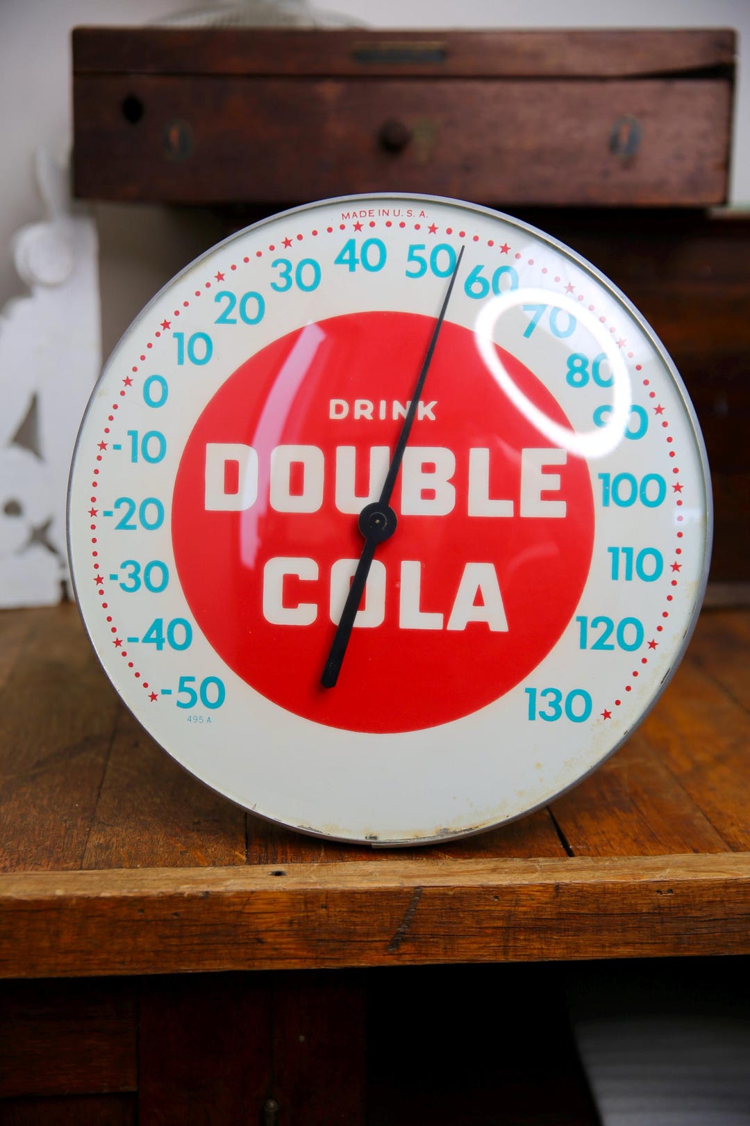 Vintage Double Cola Glass Thermometer Advertising Sign Soda Pop Drink ...