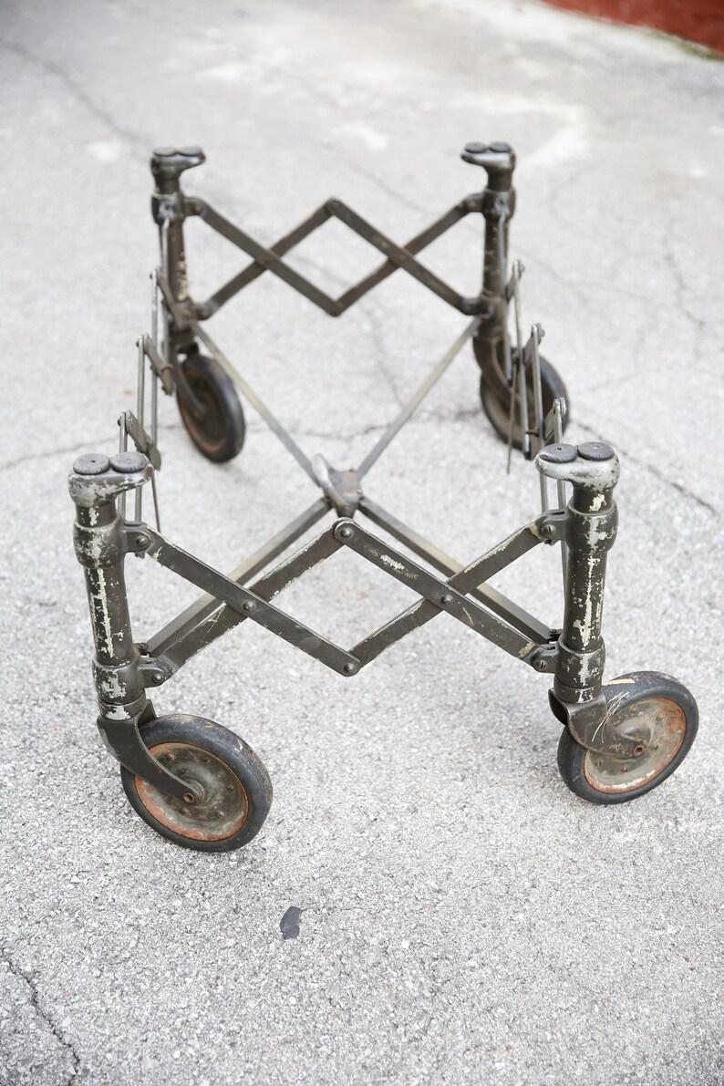 Antique Funeral Folding Cart Trolley Coffin Stand Casket Coffee Table ...