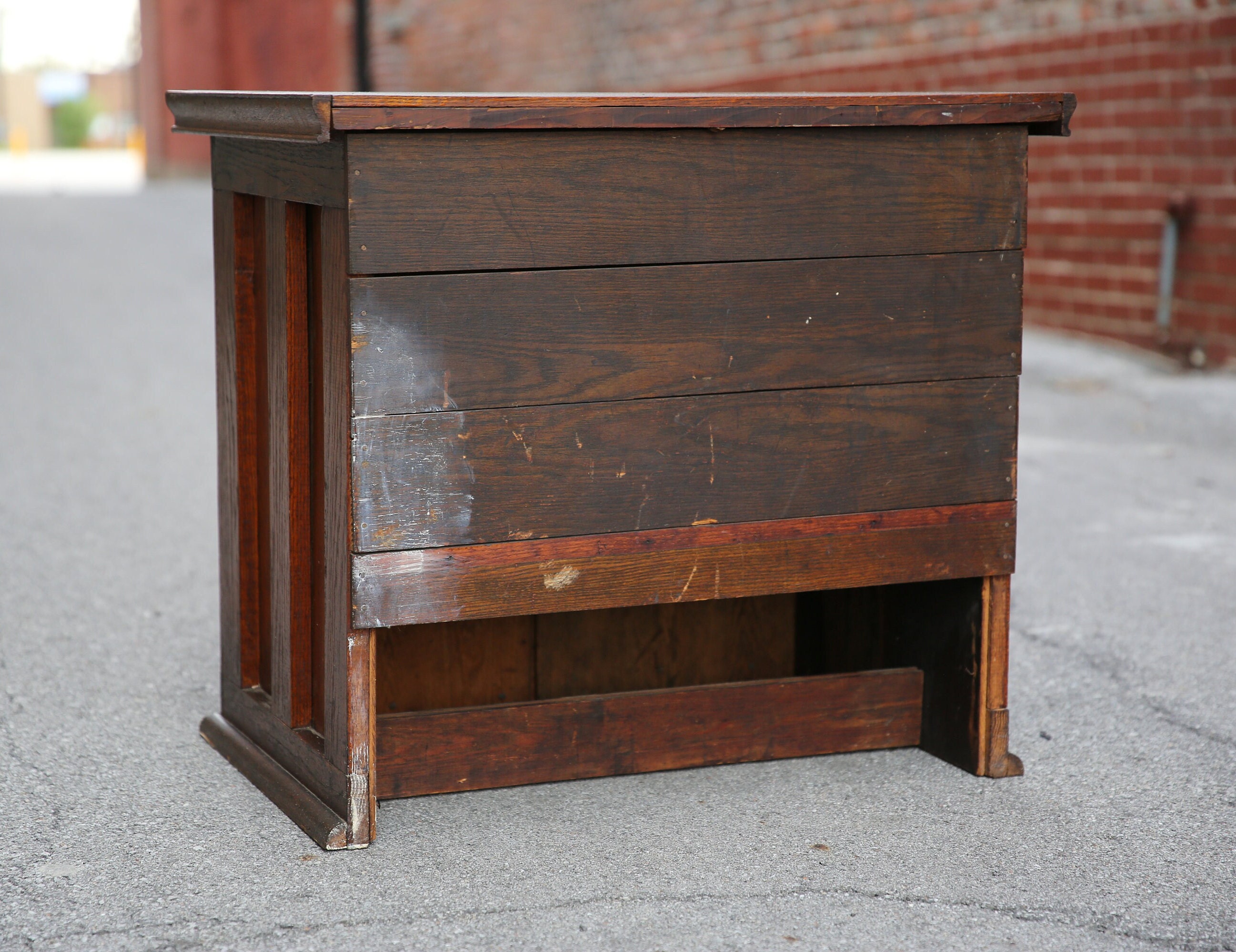 Antique Store Counter Wood Slot Machine Stand Table Kitchen Island Bar ...